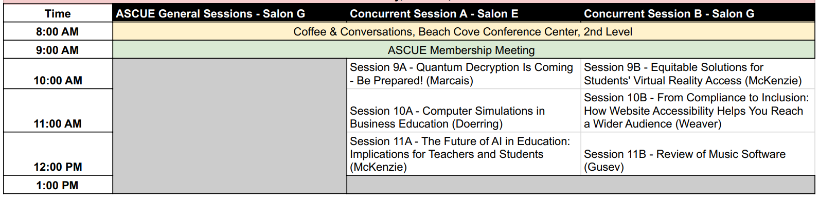 2023 Conference Schedule - ASCUE